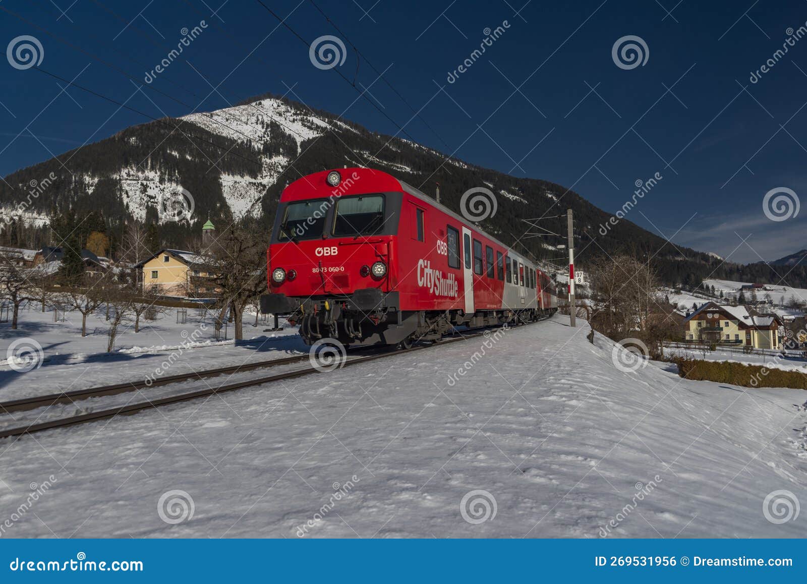 Austria Red Fast Passenger Trains in Ardning Station 02 10 2023 ...