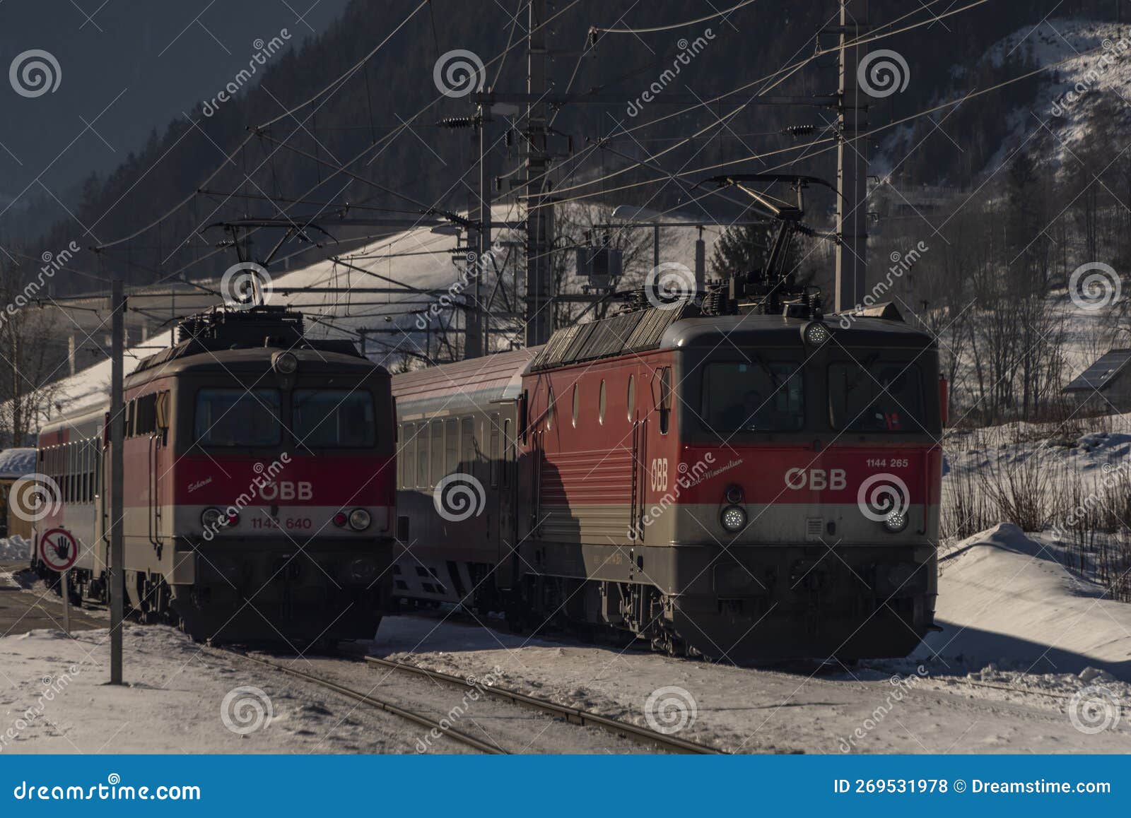 Austria Red Fast Passenger Trains in Ardning Station 02 10 2023 ...