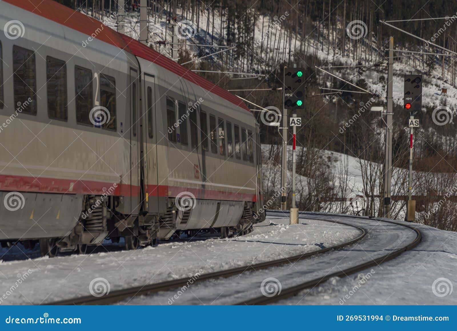 Austria Red Fast Passenger Trains in Ardning Station 02 10 2023 ...