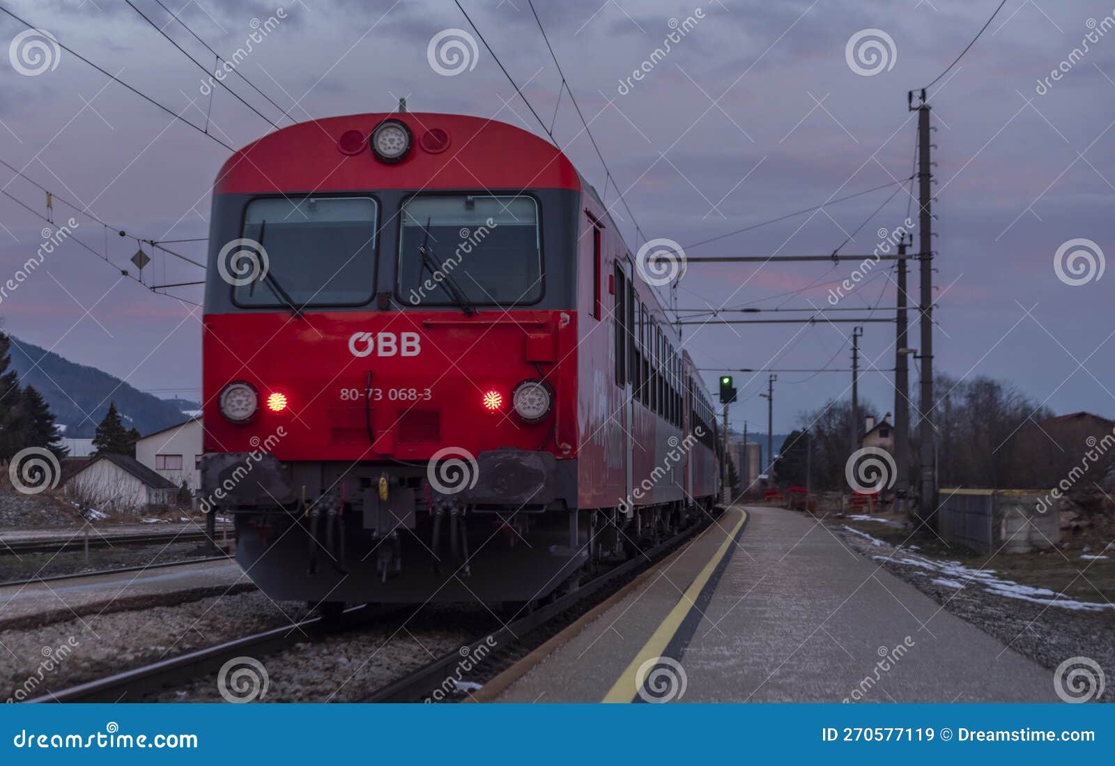 Austria Red Fast Passenger Trains in Micheldorf Station 02 11 2023 ...