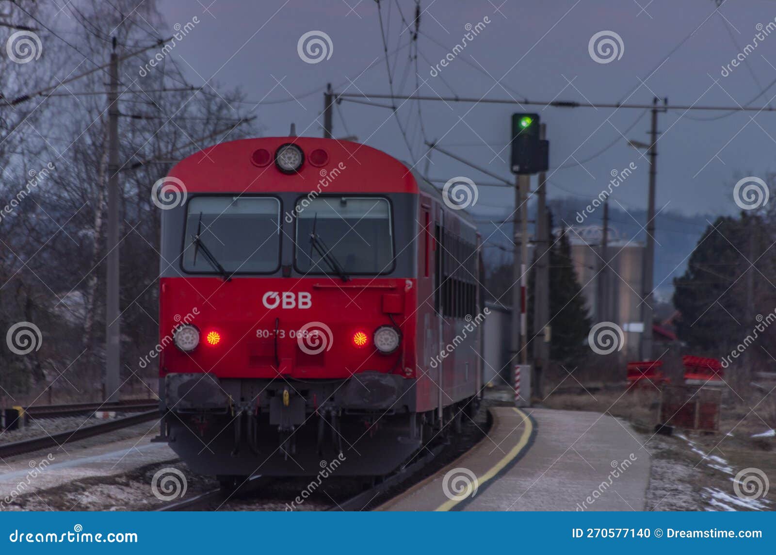 Austria Red Fast Passenger Trains in Micheldorf Station 02 11 2023 ...