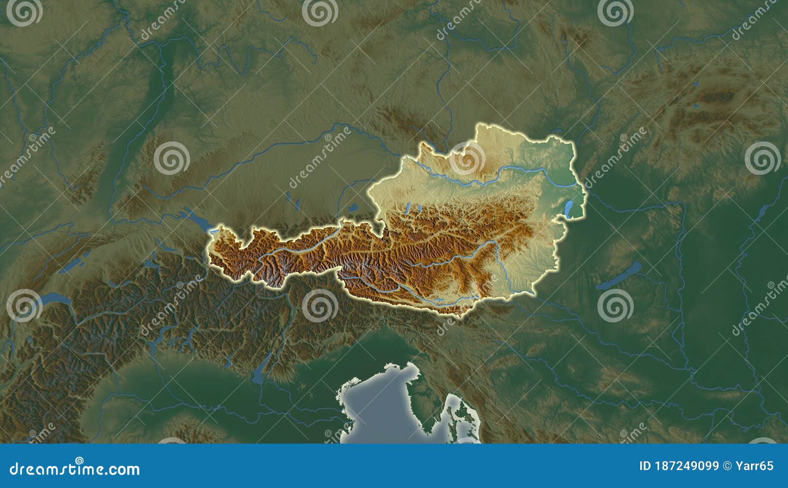 Austria - relief. Overlay stock illustration. Illustration of waters ...