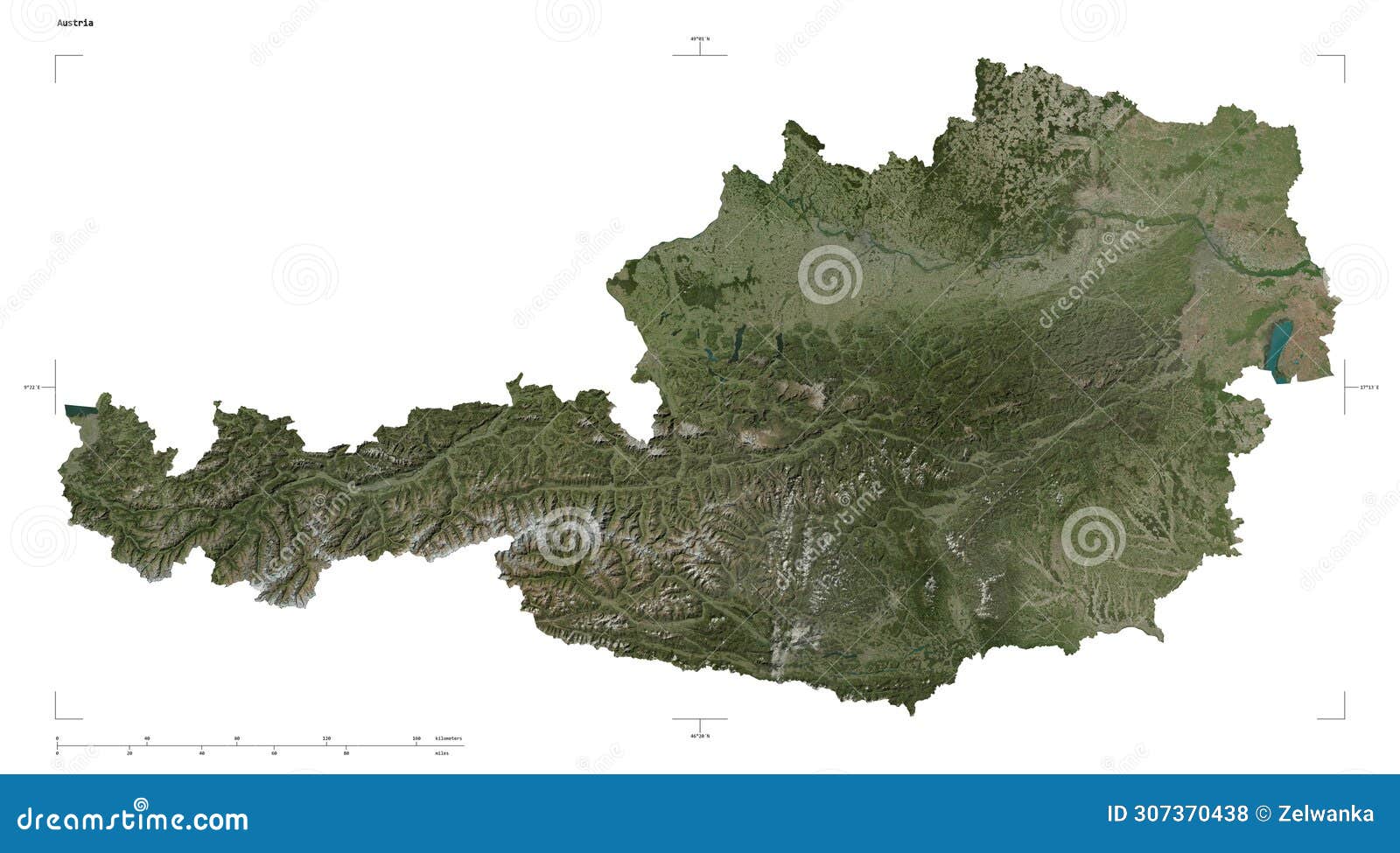 Austria Shape on White. High-res Satellite Stock Illustration ...