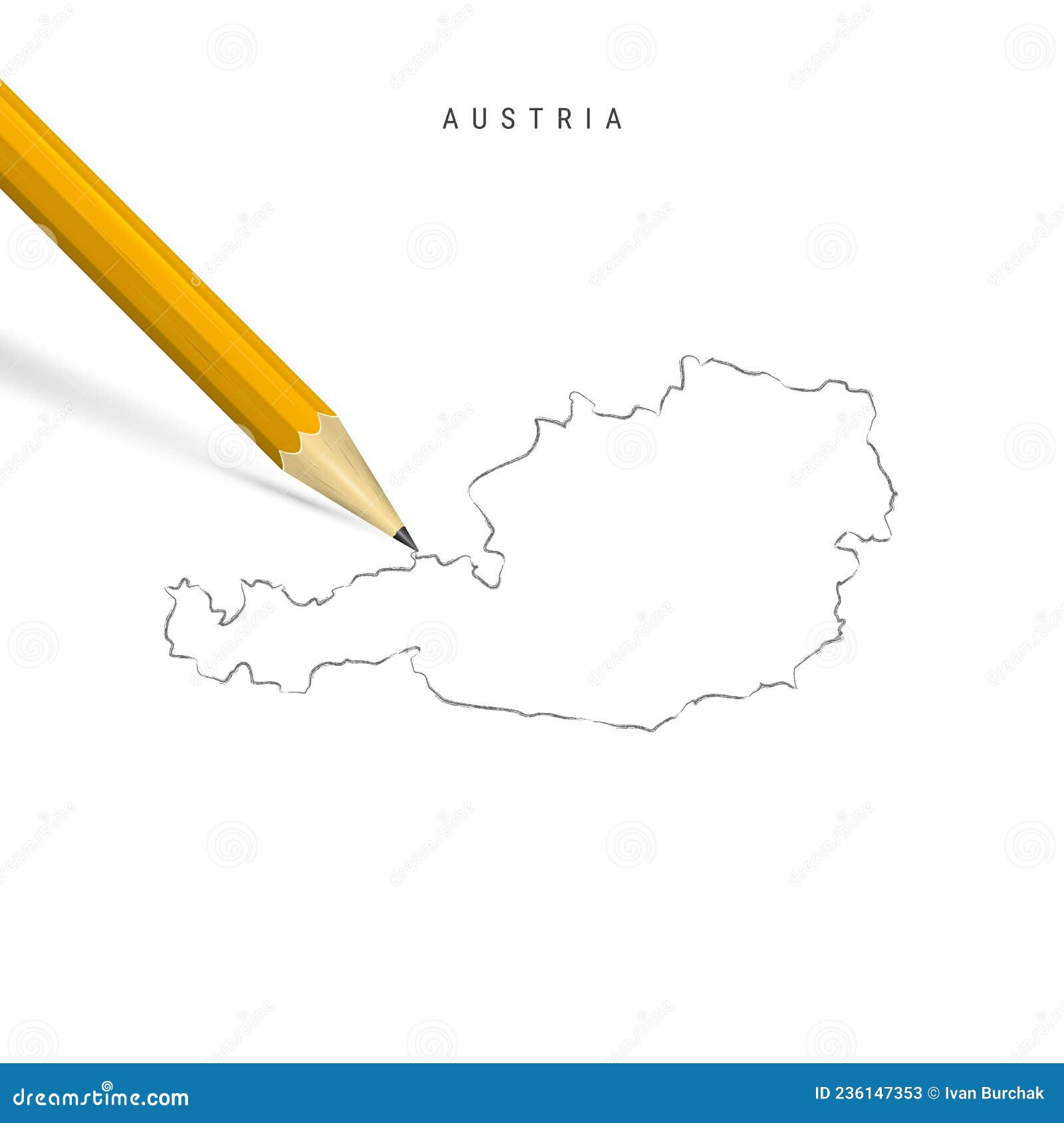 Austria Freehand Sketch Outline Vector Map Isolated on White Background ...