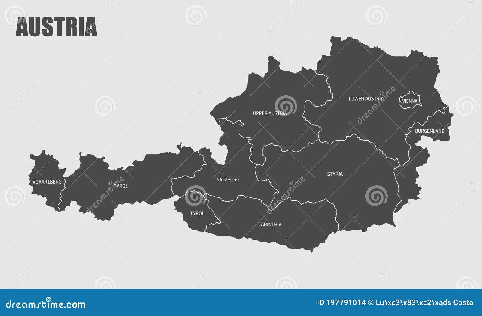 Austria states map stock illustration. Illustration of austria - 197791014