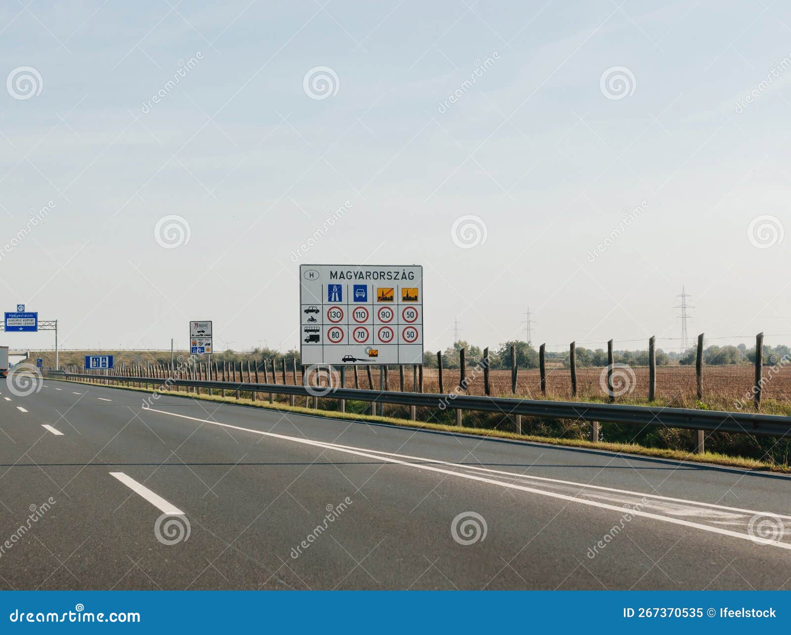 Austria To Hungary Border Crossing with Large Empty Perspective Stock ...