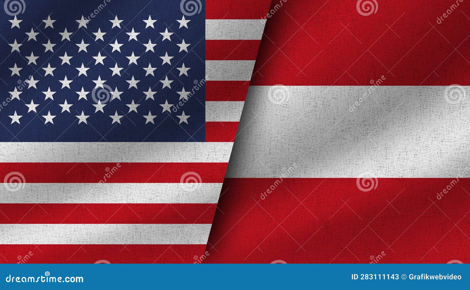 Austria and USA Realistic Two Flags Together Stock Illustration ...