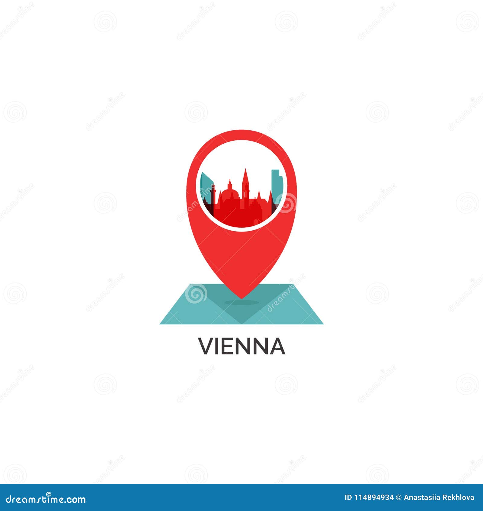 Vienna City Skyline Silhouette Vector Logo Illustration Stock Vector ...