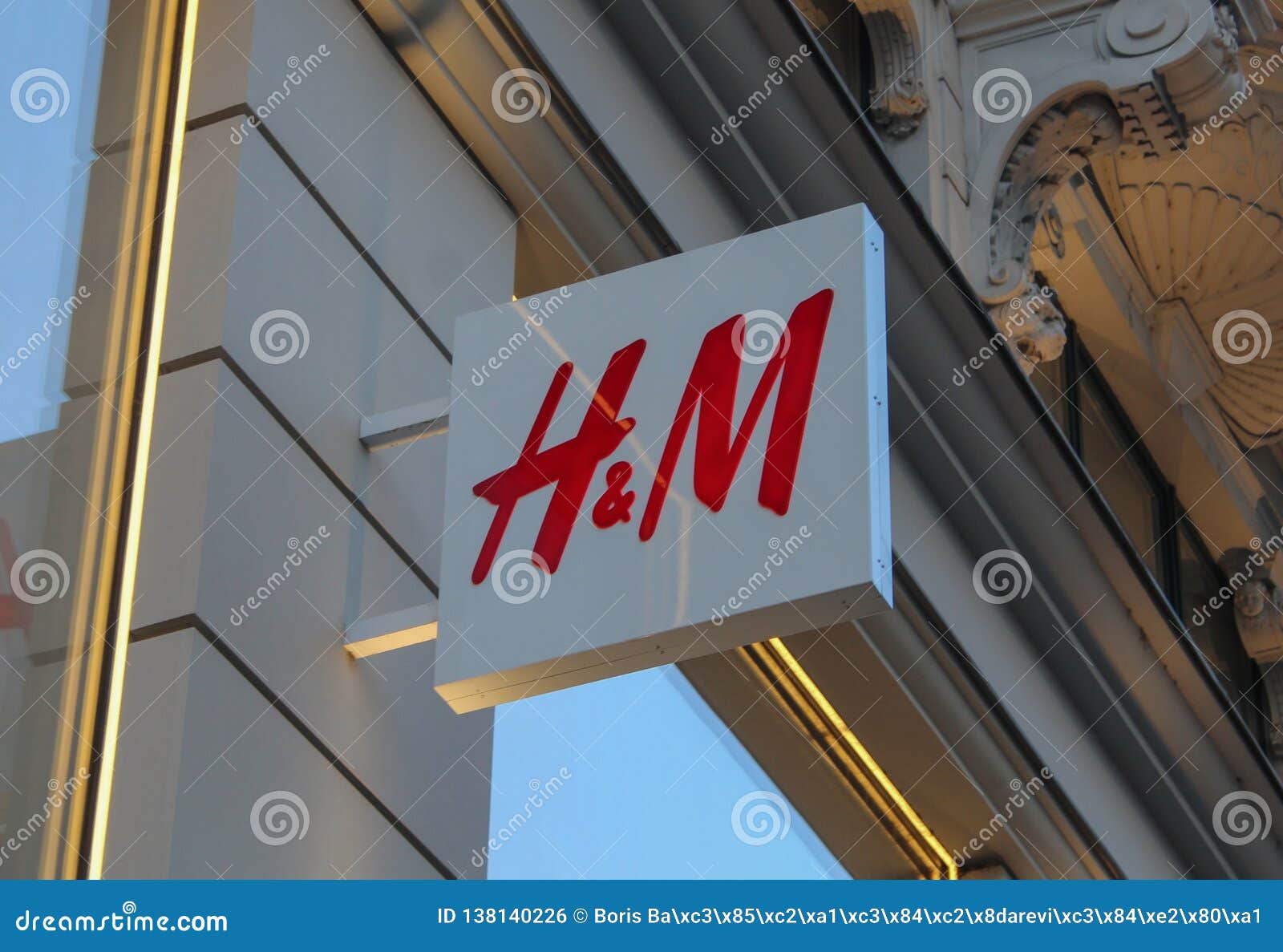 Austria; Vienna; October 21, 2018; HM Sign Board on the Building in ...
