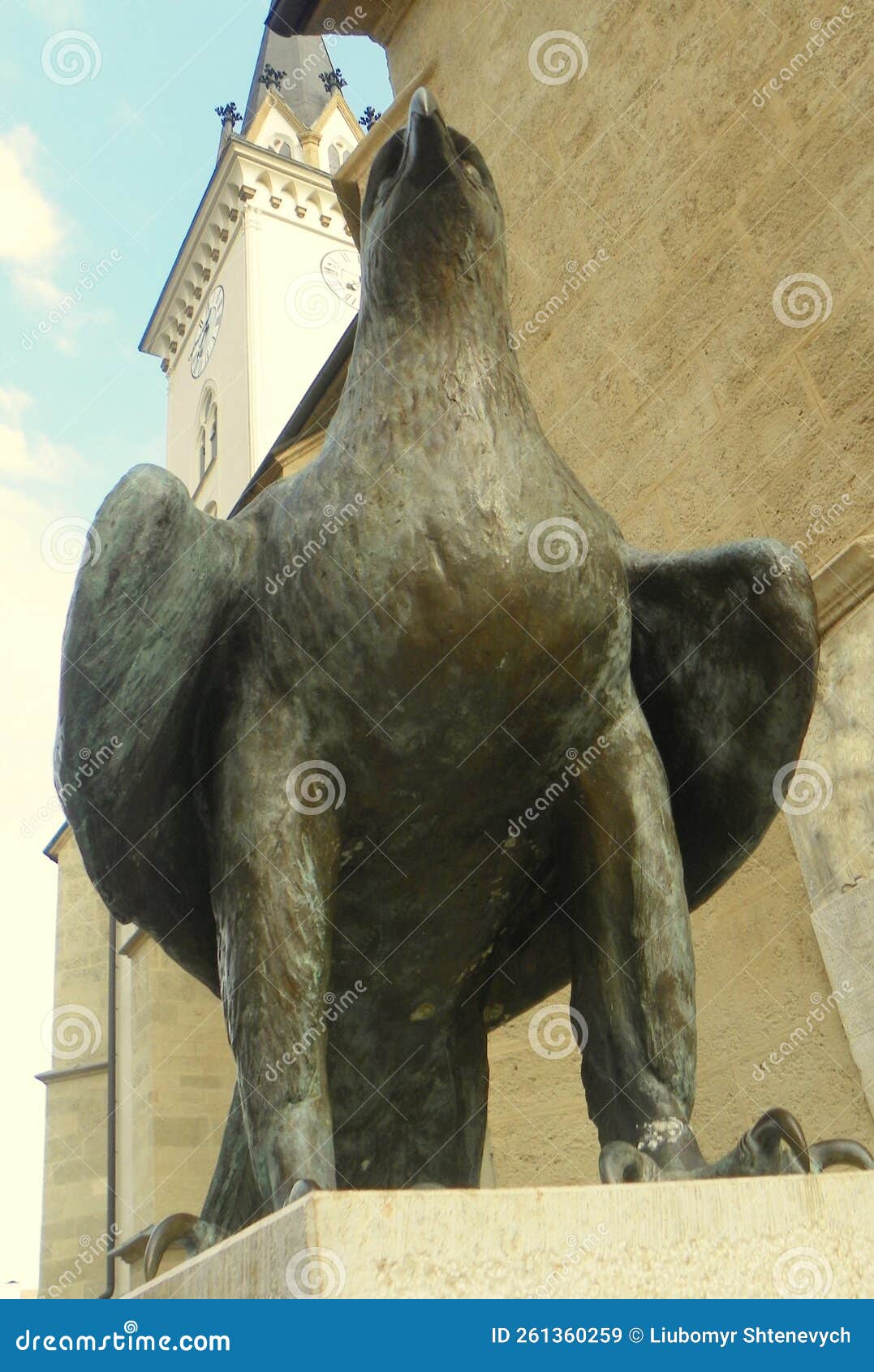 Austria, Villach, Church of St. Jacob, the Bronze Statue of the Eagle ...