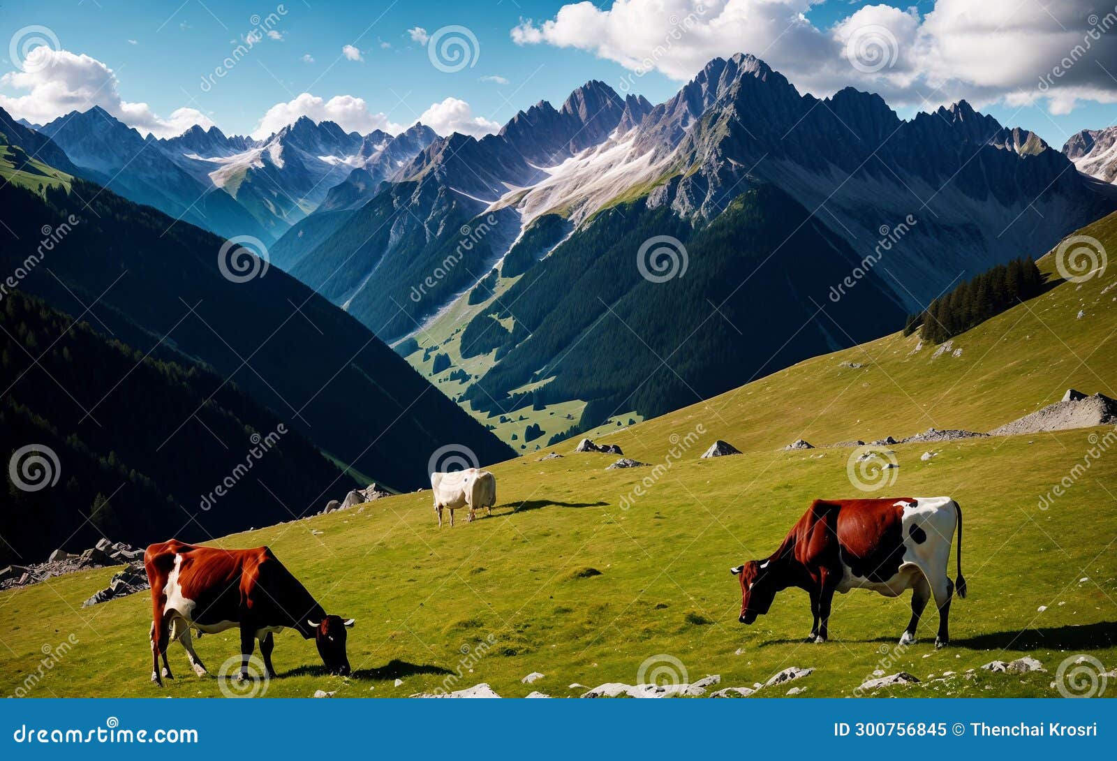 Austrian Alpine Splendor Idyllic Grazing in Tirol S Meadow Stock ...