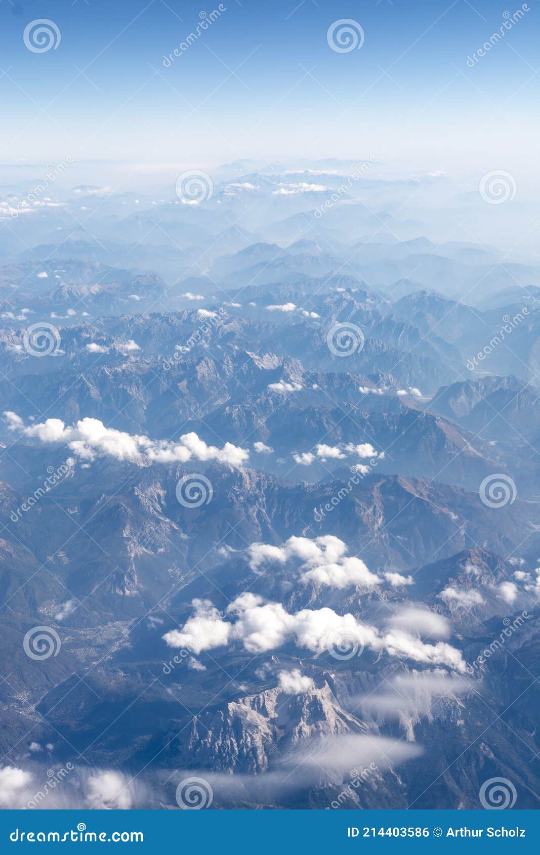 Austrian Alps from Above Out of an Airplane Window Stock Photo - Image ...