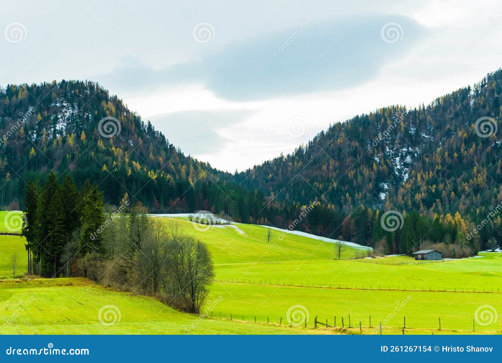 Austrian Alps, Green Meadows, Alpine Cottages and Mountain Peaks Stock ... Austrian Alps, Green Meadows, Alpine Cottages and Mountain Peaks Stock ...