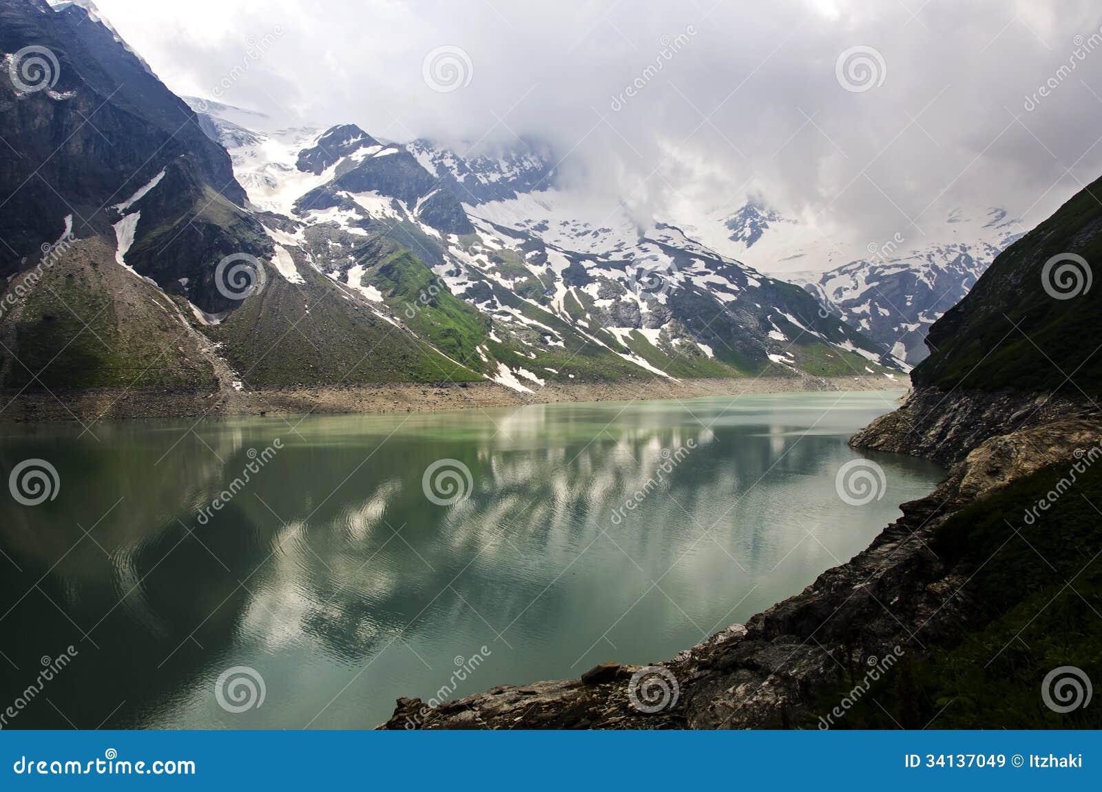 Austrian Alps Landscape of a Lake in Kaprun Stock Image - Image of ...