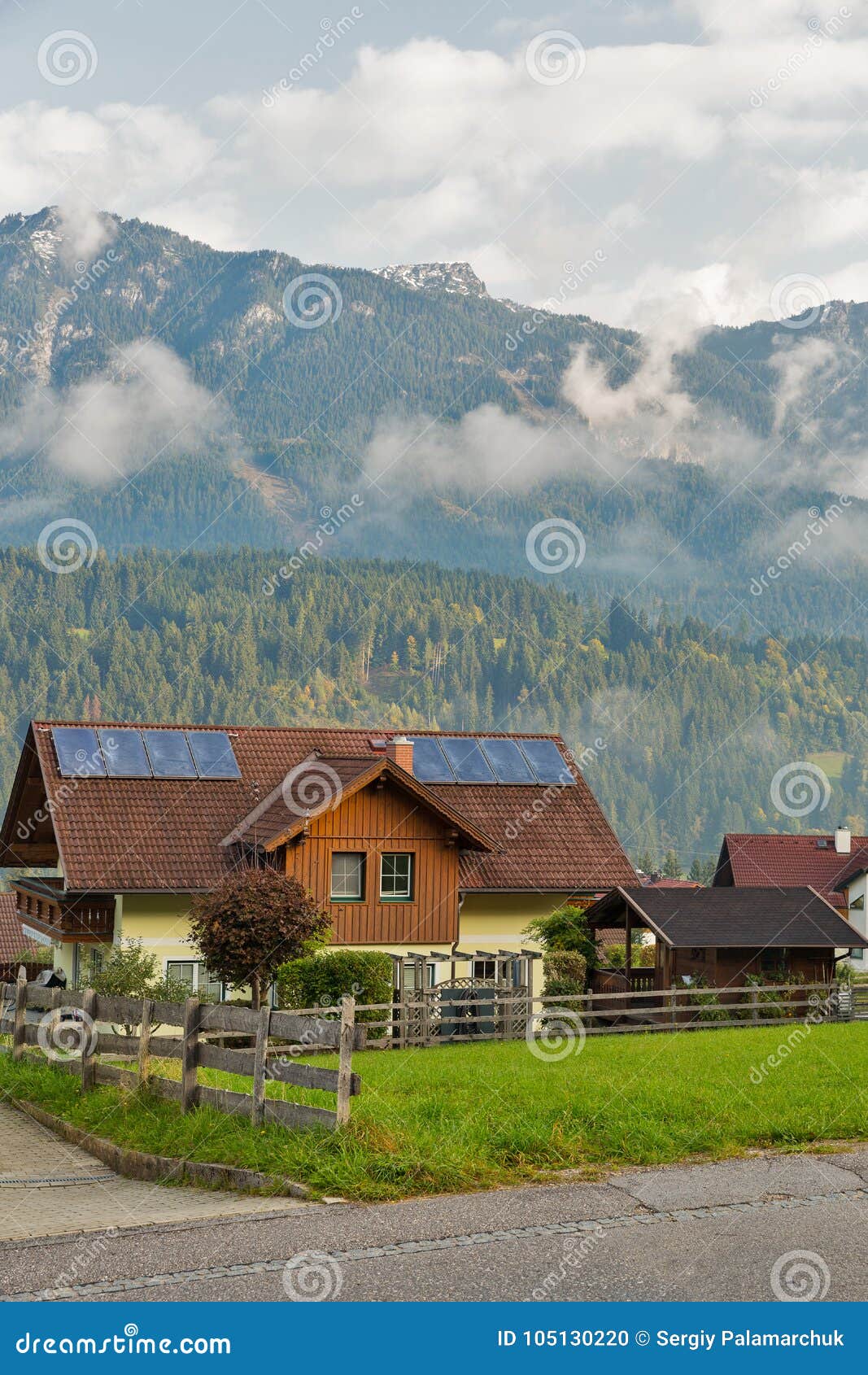 Austrian Alps Rural Landscape in the Clouds. Haus, Styria. Stock Photo ...