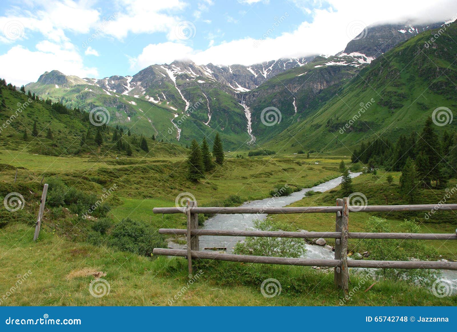 Austrian Alps in summer stock photo. Image of grass, green - 65742748