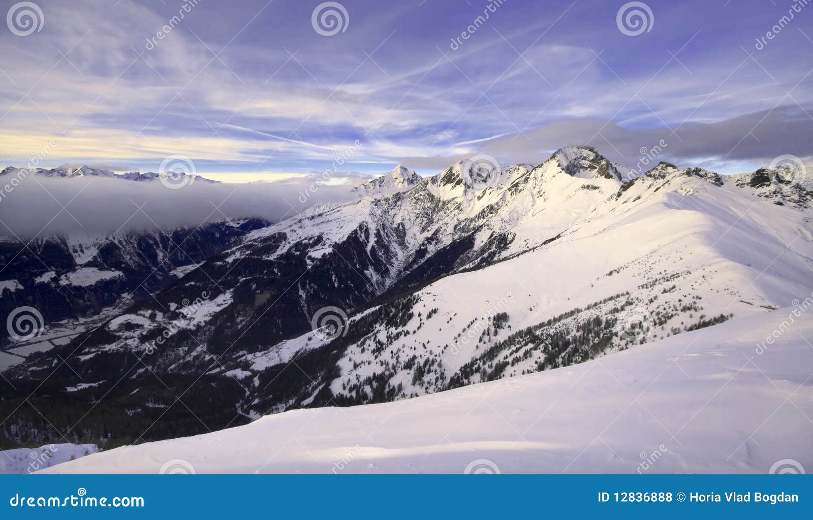 Austrian Alps at Sunset - Wide Scenery Stock Photo - Image of resort ...