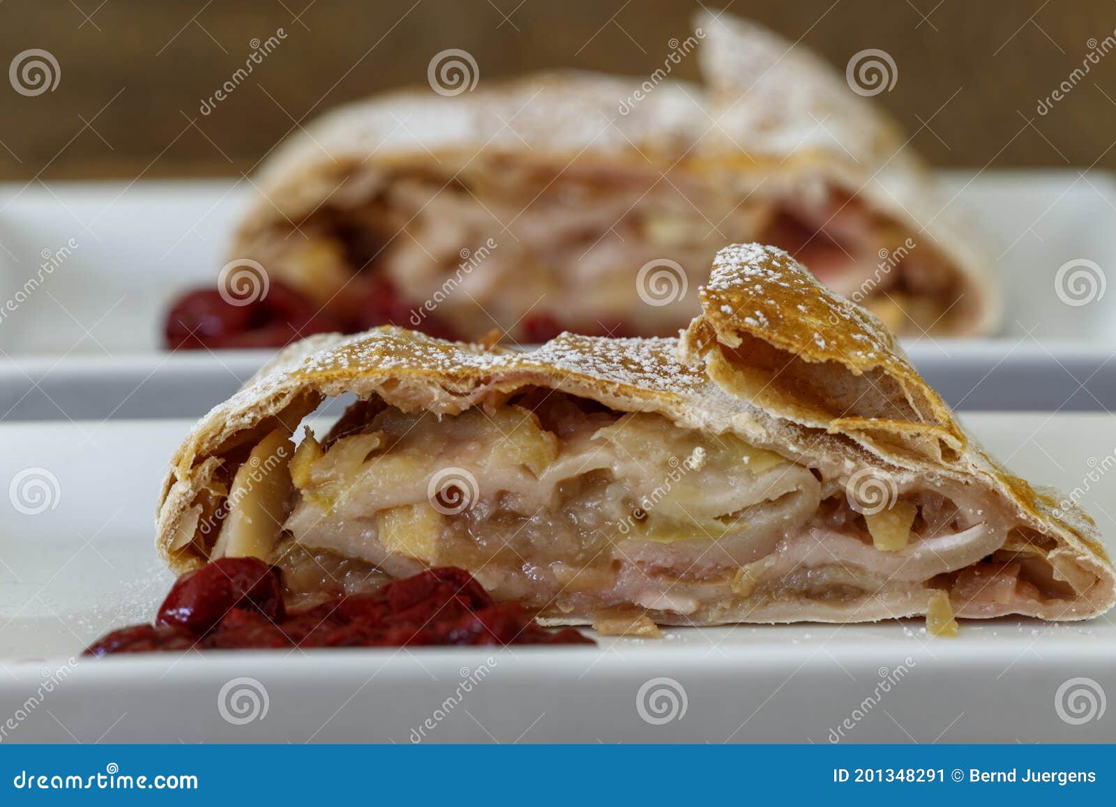 Austrian apple strudel stock image. Image of powdered - 201348291