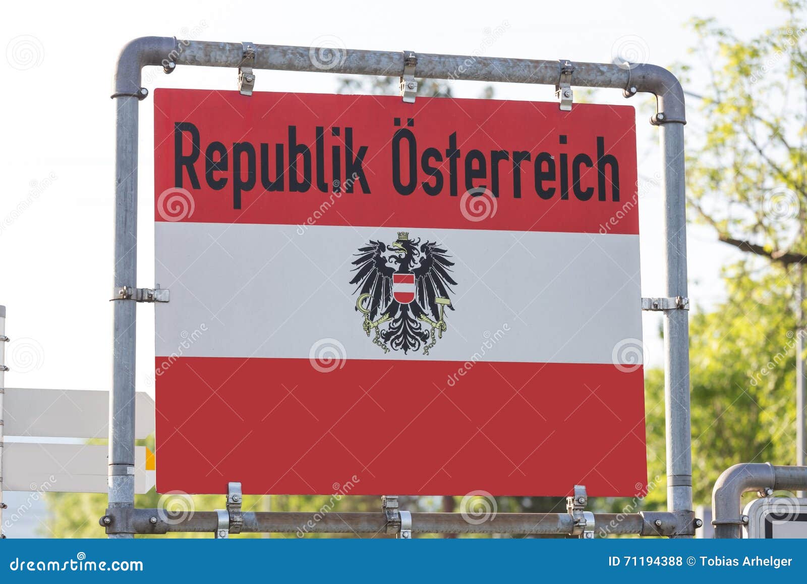 Austrian border sign stock photo. Image of national, sparse - 71194388