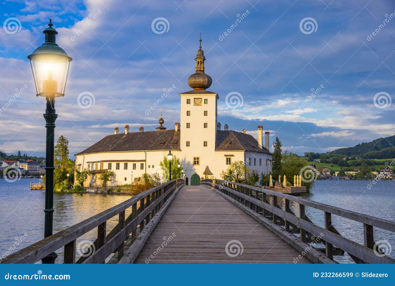 Austrian Castle Situated in the Traunsee Lake, in Gmunden Stock Image ...