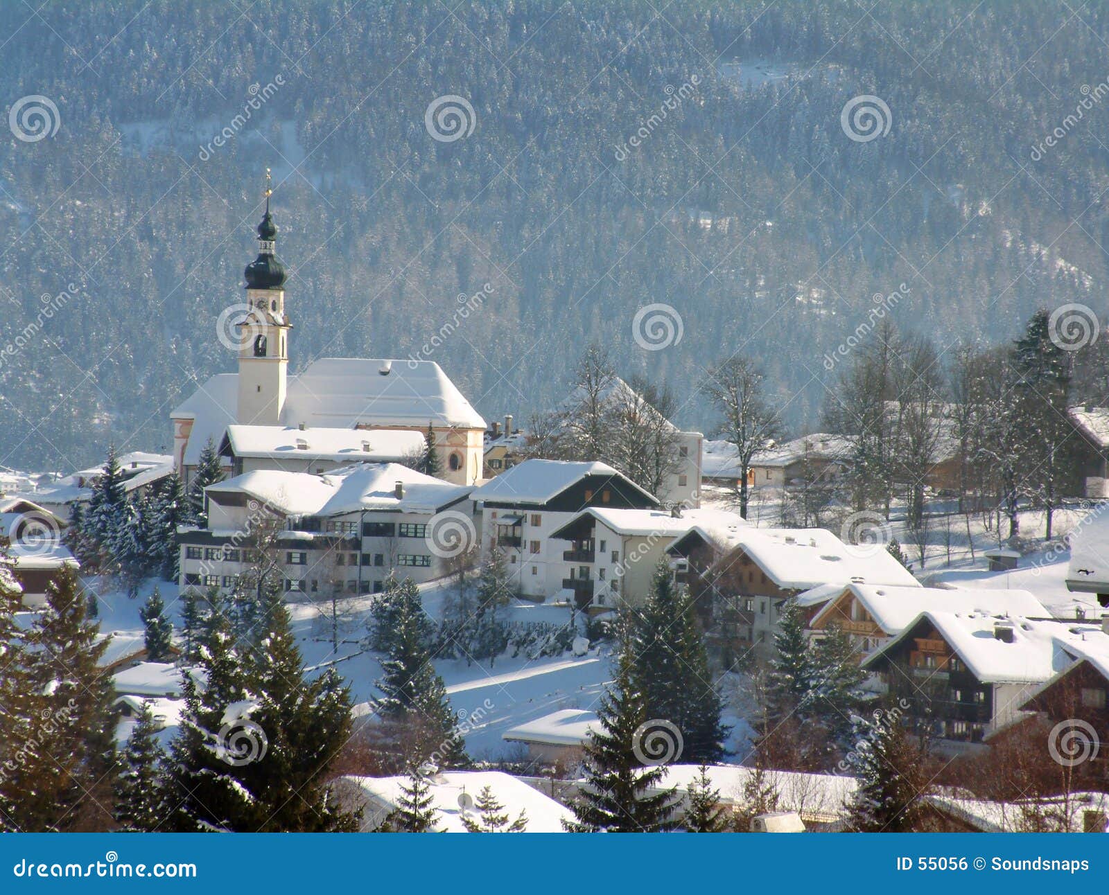 Austrian Church in Alpine Scene Stock Photo - Image of trees, cold: 55056