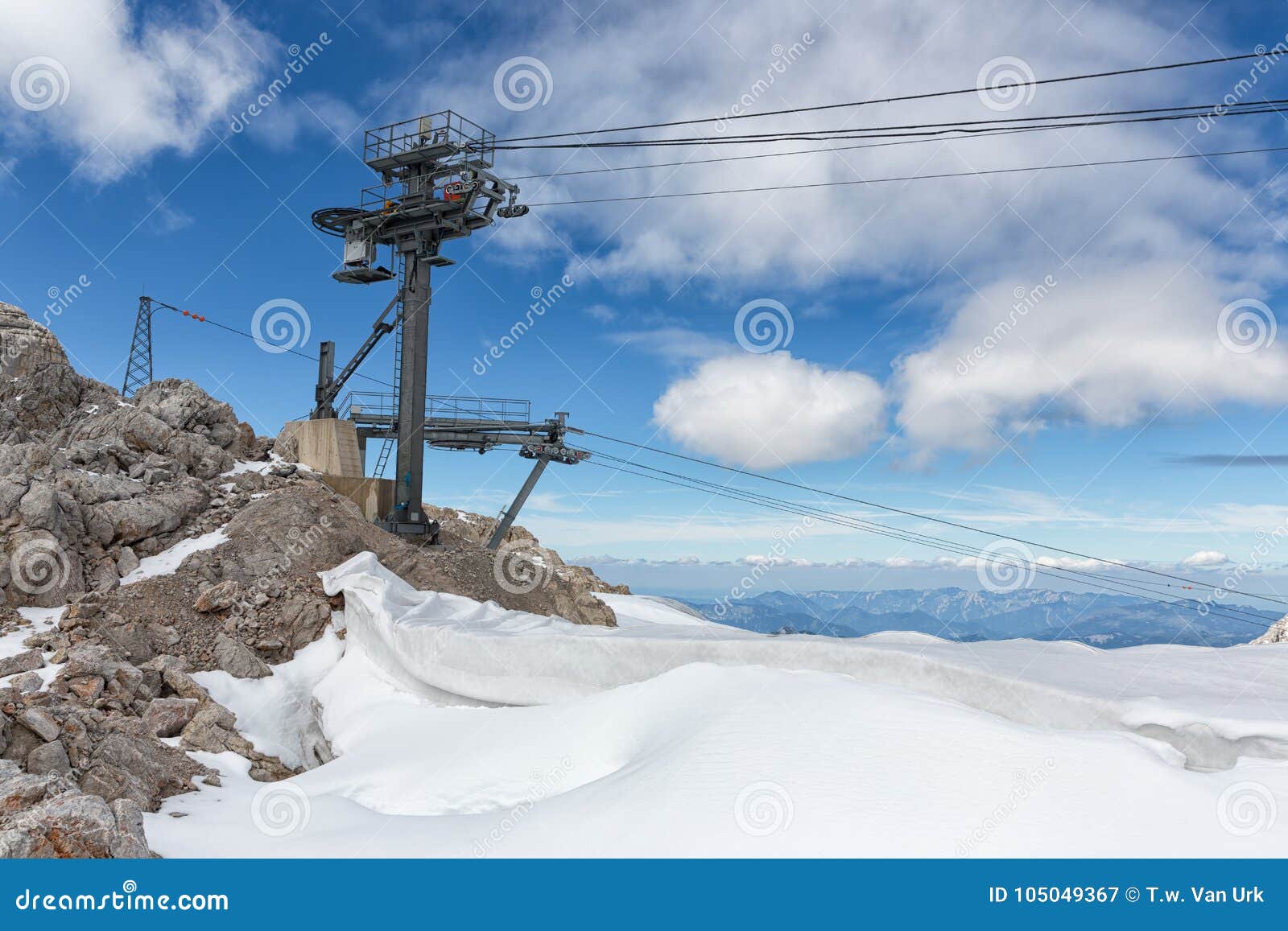 Austrian Dachstein Mountain with Glacier and Ski Piste Stock Image ...