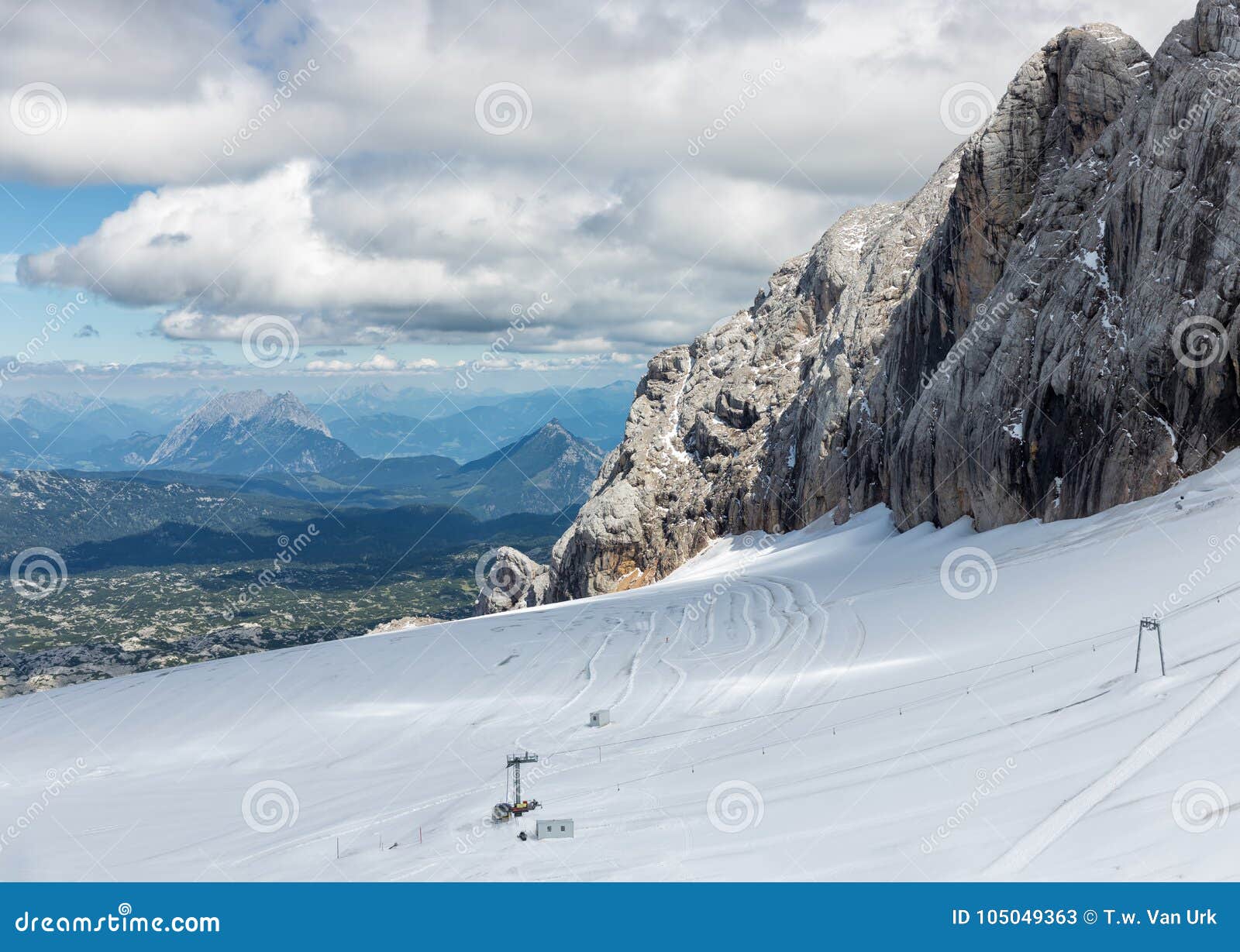 Austrian Dachstein Mountain with Glacier and Ski Piste Stock Image ...