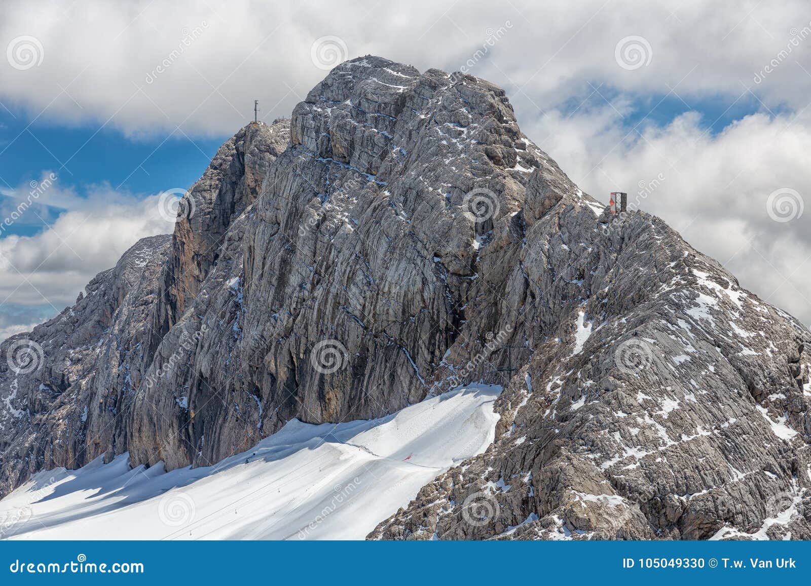 Austrian Dachstein Mountains with Glacier and Clouds Surrounding the ...