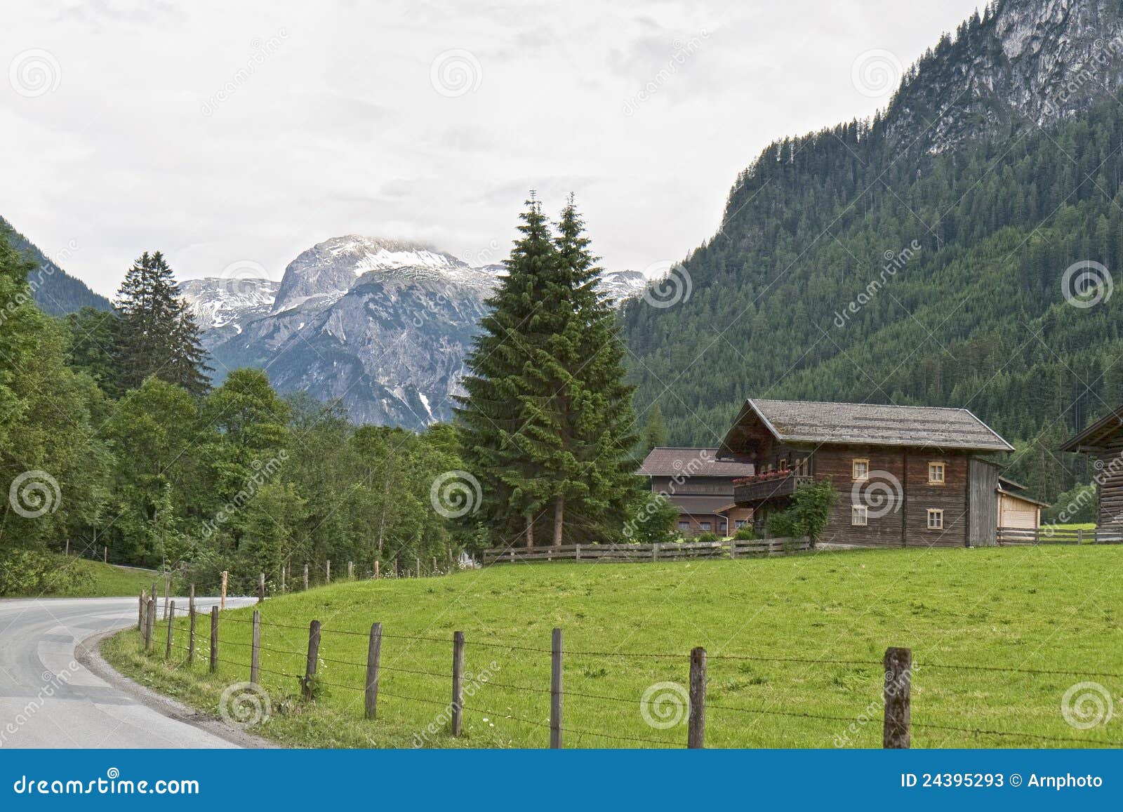 Austrian Farm House stock image. Image of flowers, snow - 24395293