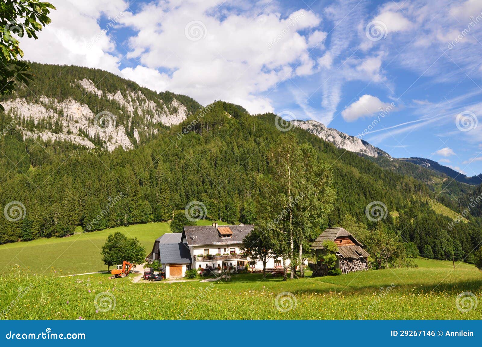 Austrian Farm House in the Mountains Stock Photo - Image of barn, city ...