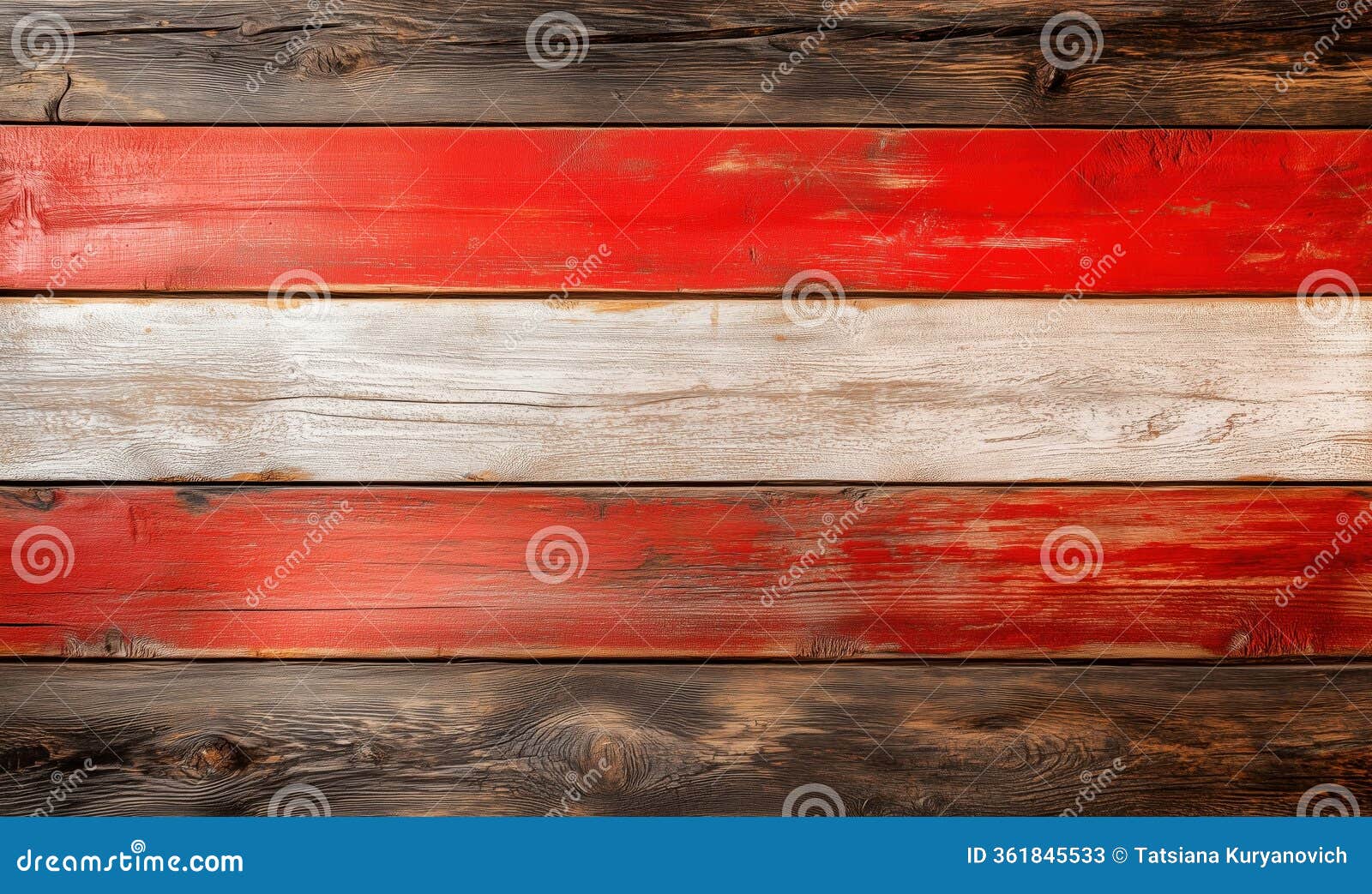 Austrian Flag Design on Rustic Wooden Planks with Red and White Stripes ...