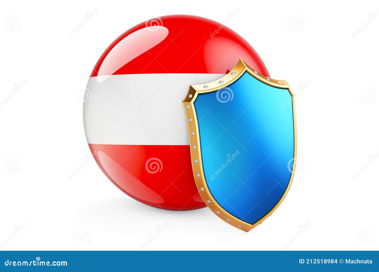 Austrian Flag with Shield. Protect of Austria Concept, 3D Rendering ...