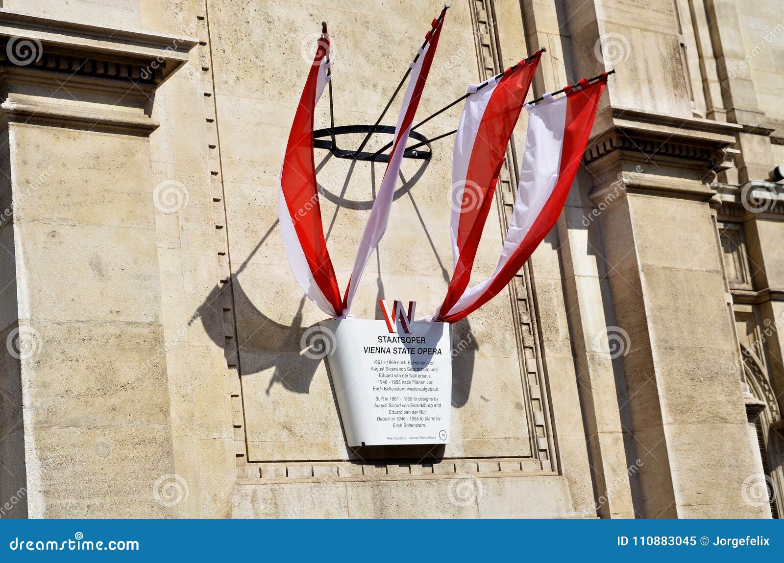 Austrian Flags on the Wall of the Opera House in Vienna Editorial Image ...