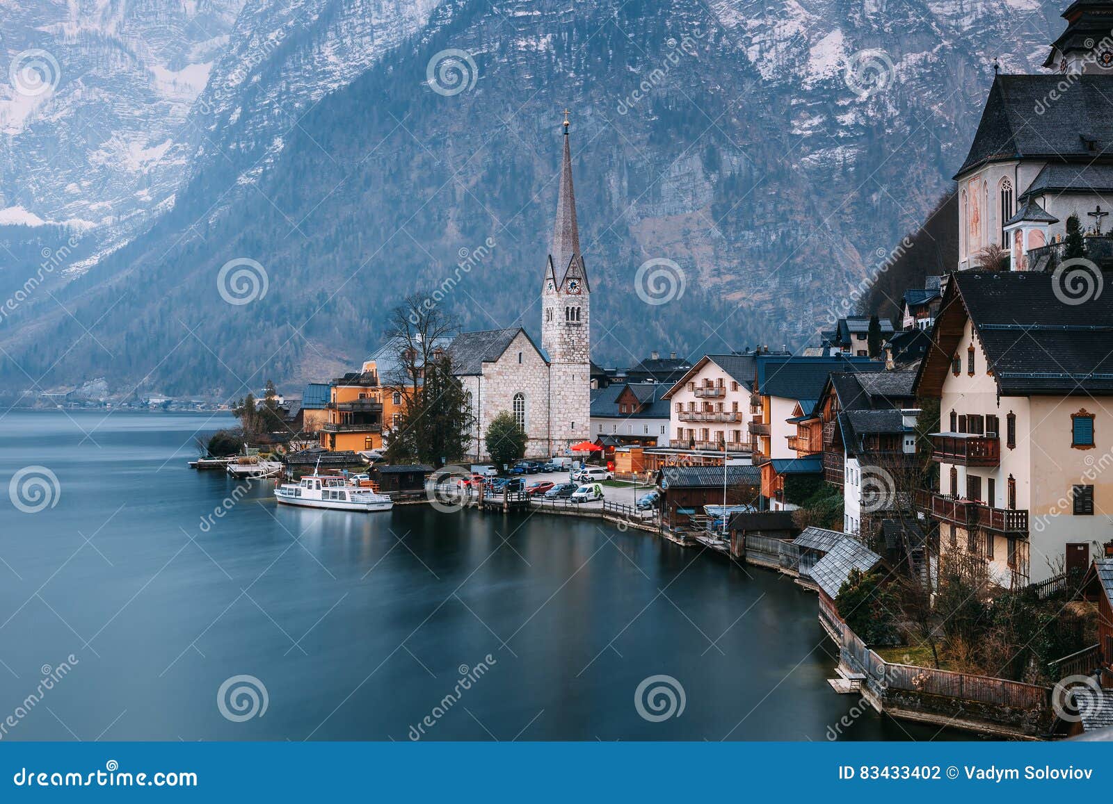 Austrian Hallstatt at the Spring Evening Stock Photo - Image of ...