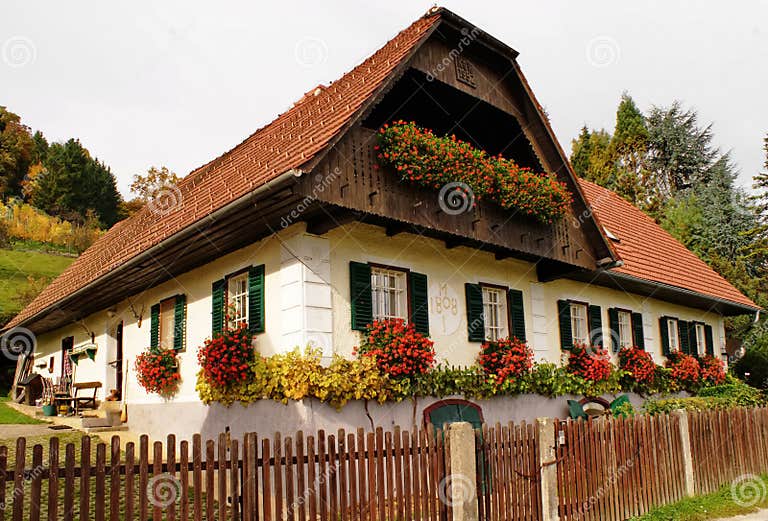 Austrian house. stock photo. Image of countryside, roof - 16973810