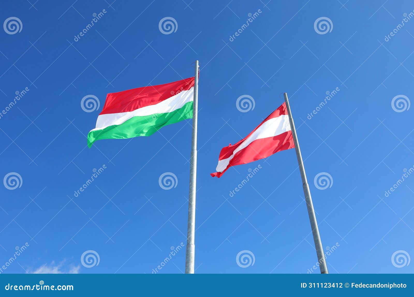 Austrian and Hungarian Flags Flying Together in Memory of the Old Austro-Hungarian Empire Stock ...