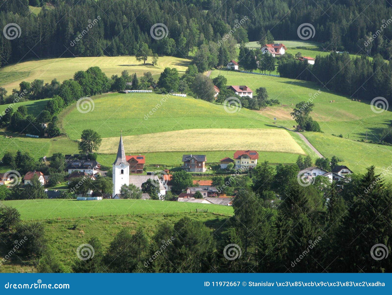 Austrian Landscape stock image. Image of meadow, house - 11972667