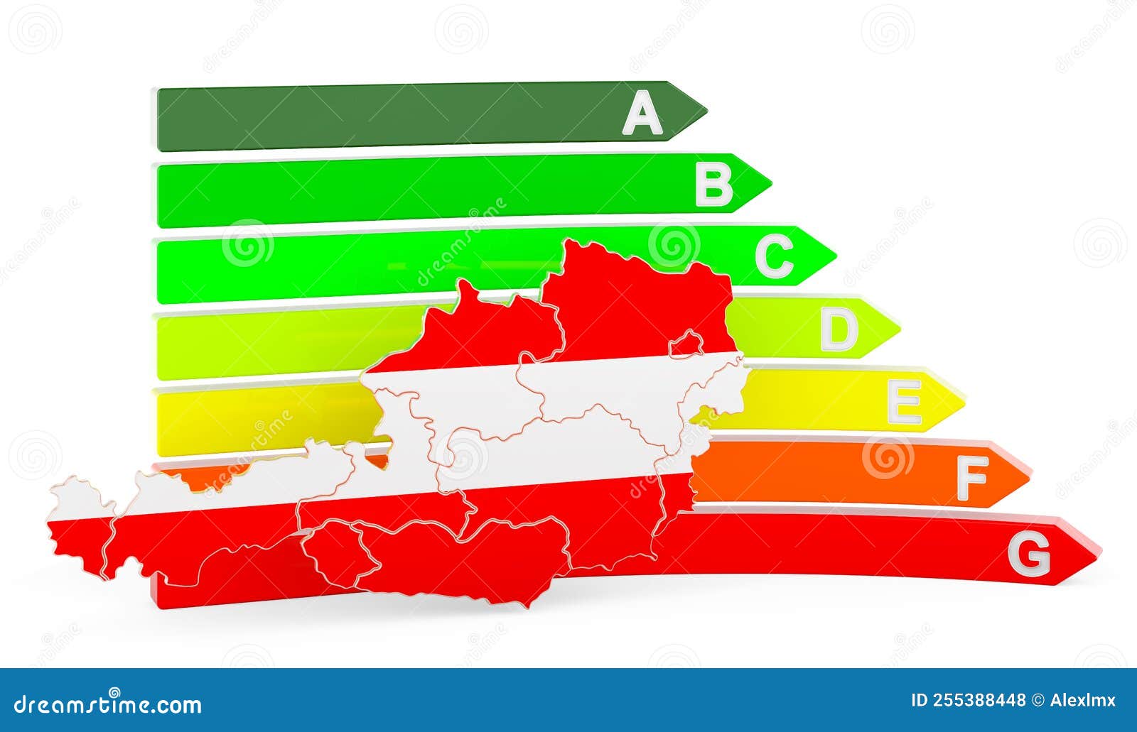 Austrian Map with Energy Efficiency Rating, 3D Rendering Stock ...