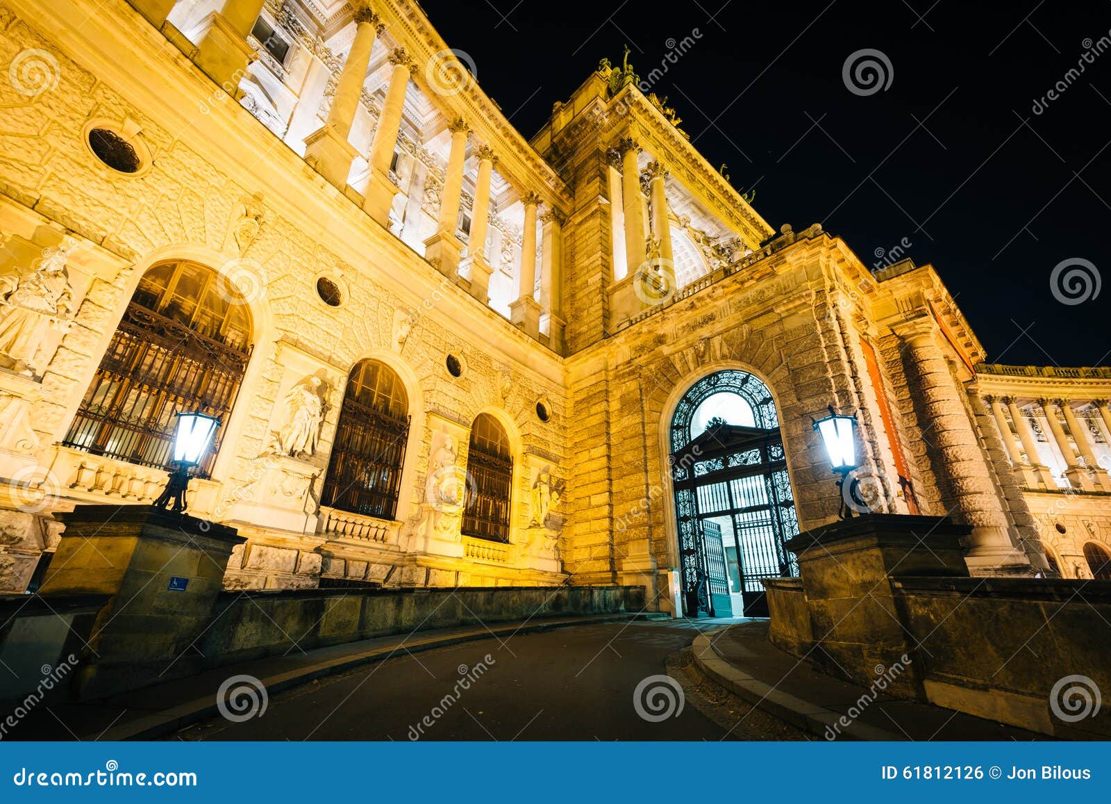 The Austrian National Library at Night, in Vienna, Austria. Stock Photo ...