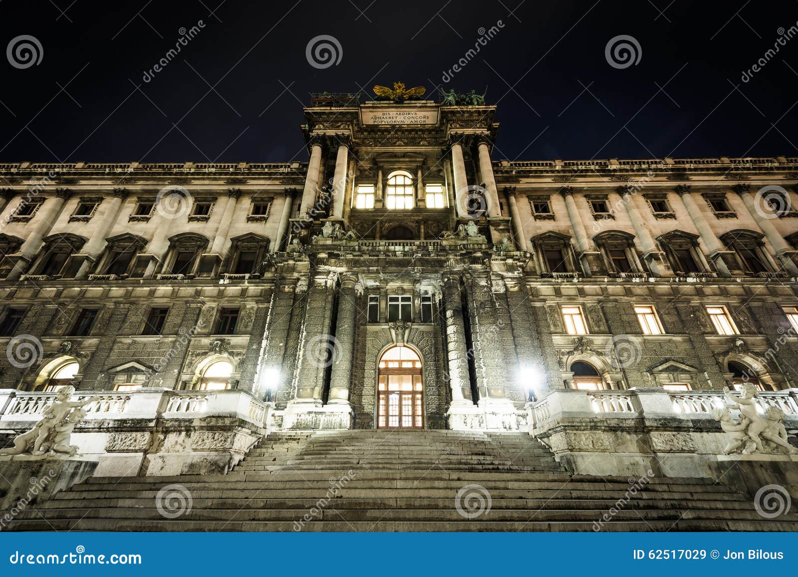 The Austrian National Library at Night, in Vienna, Austria. Stock Image ...