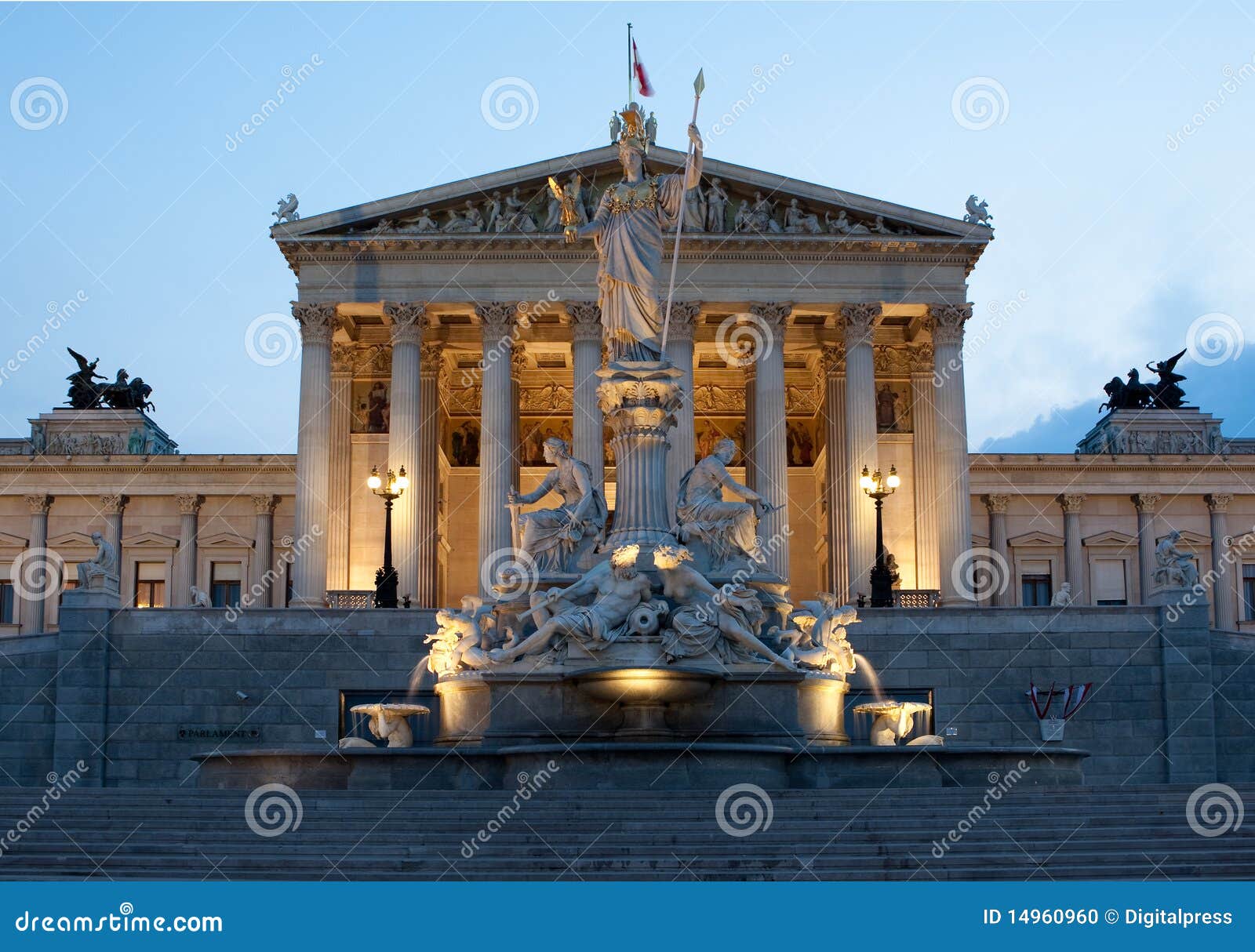 Austrian Parliament in Vienna at Night Stock Photo - Image of classical ...