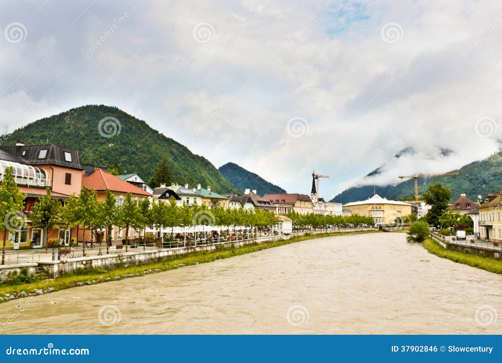 Austrian Town Bad Ischl on the Traun River Stock Photo - Image of ...