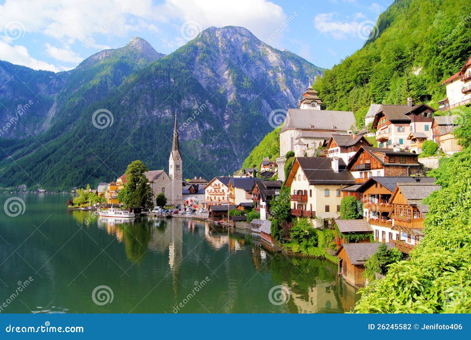 Austrian Village in the Alps Stock Photo - Image of picturesque, lake ...