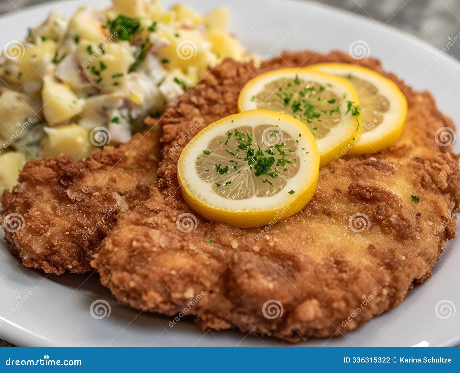 Austrian Wiener Schnitzel with Breaded Veal Cutlet Stock Illustration ...