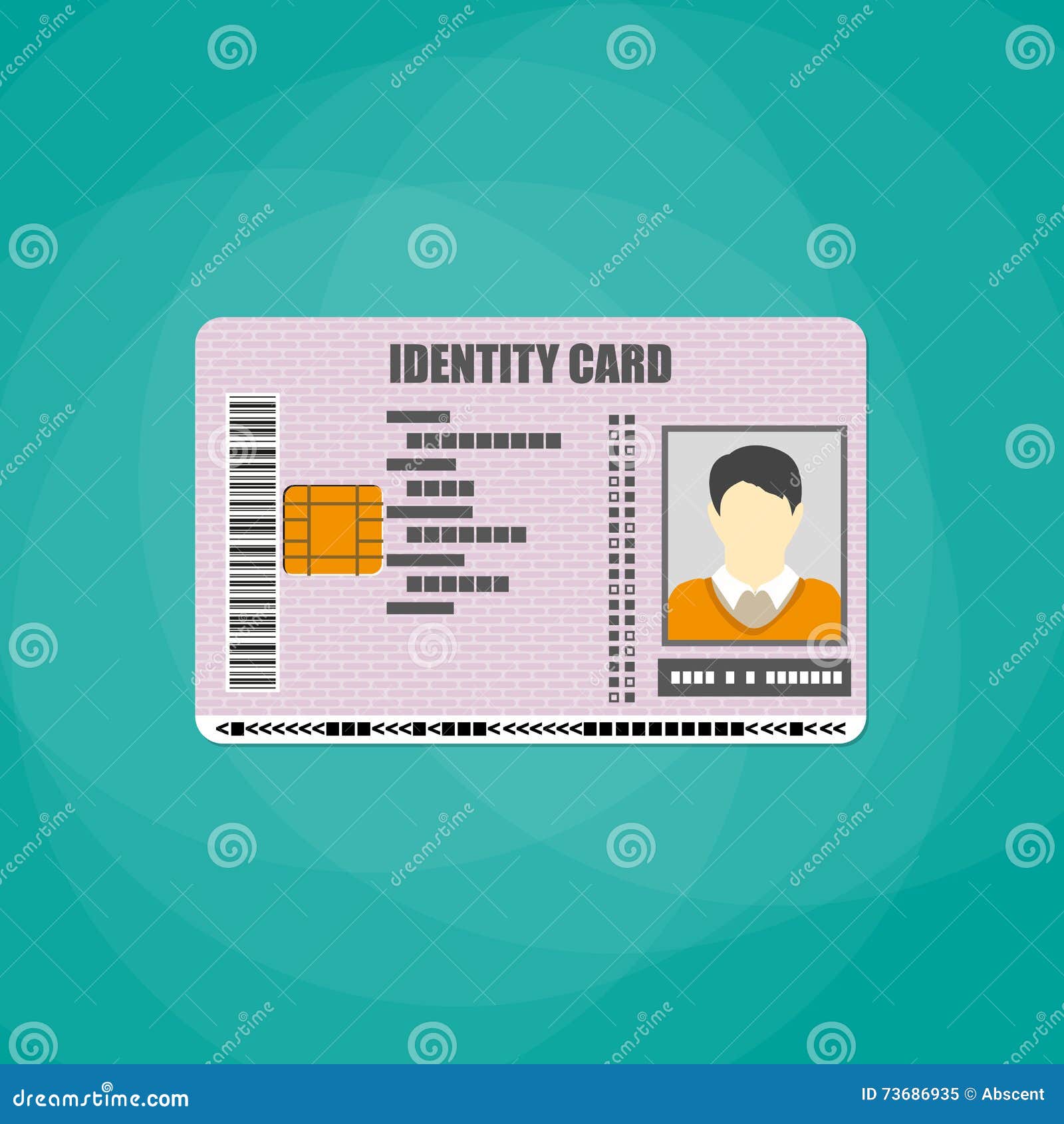 Ausweiskarte Mit Barcode, Elektronischer Chip Vektor Abbildung ...