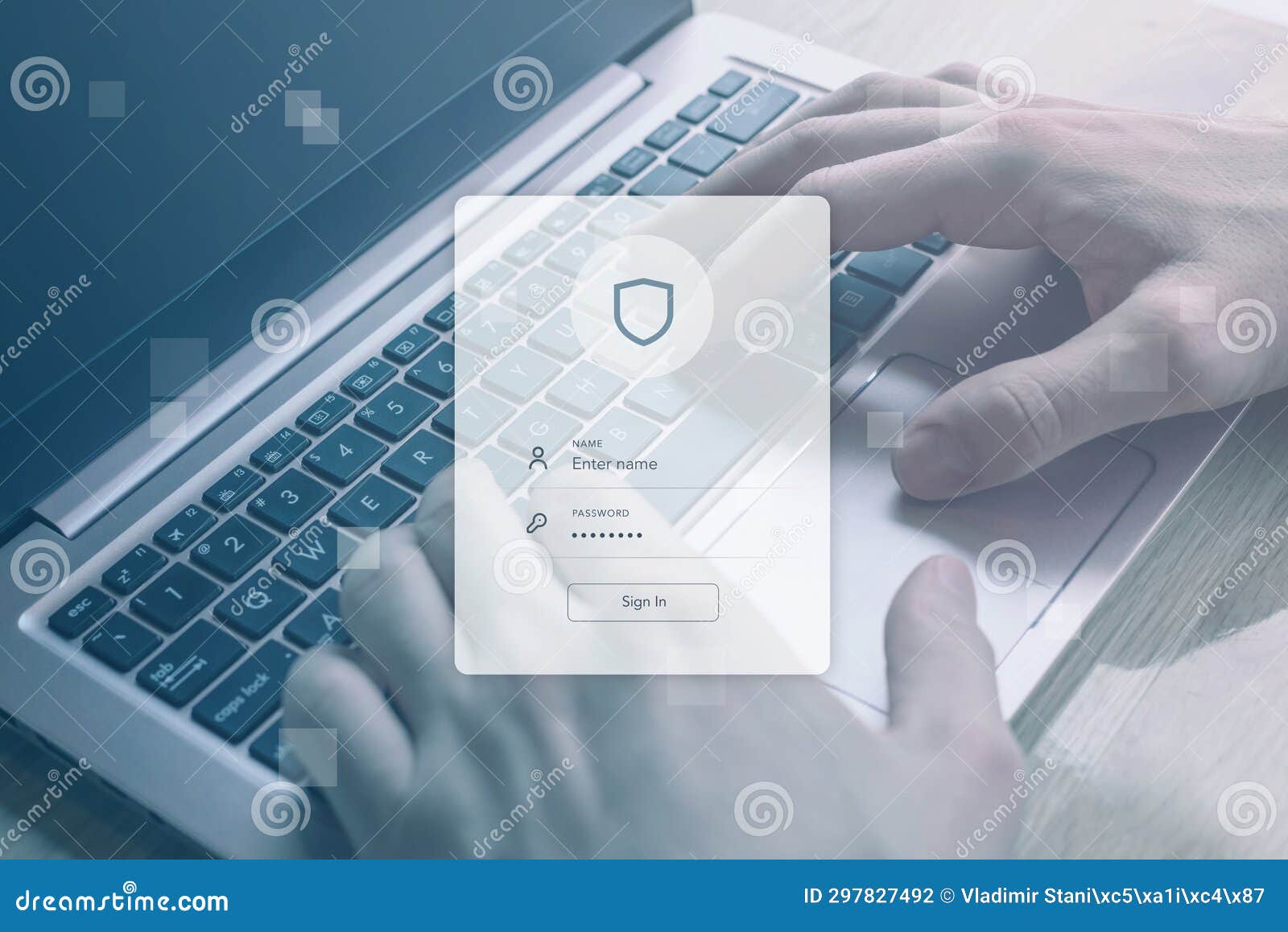 Autentication Login Form Concept with Hands on a Laptop. Seamless ...