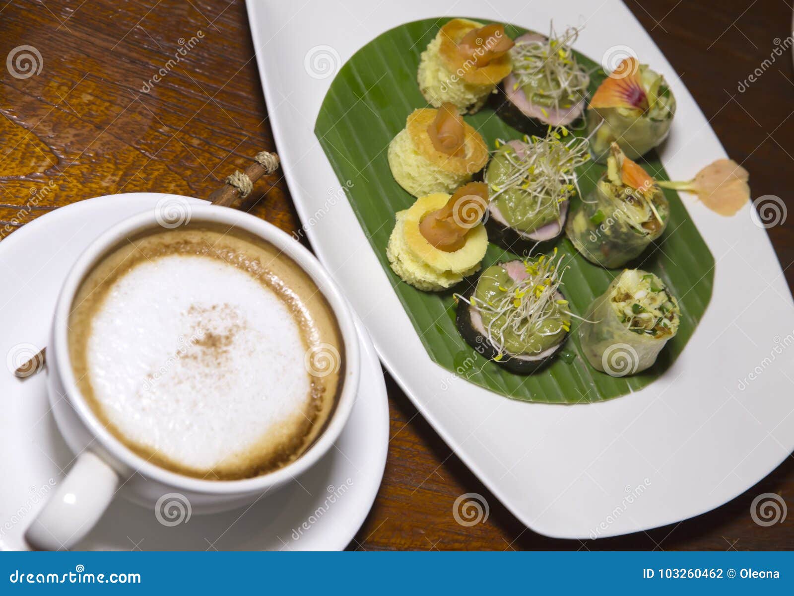 Authentic Bali Snack and Cup of Coffee with Milk Stock Photo - Image of ...