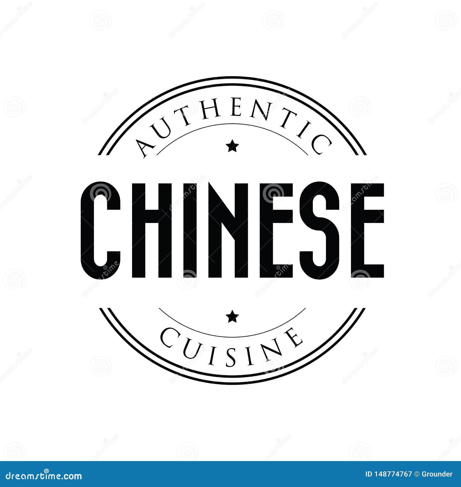 Authentic Chinese Cuisine Stamp Vintage Stock Vector - Illustration of ...