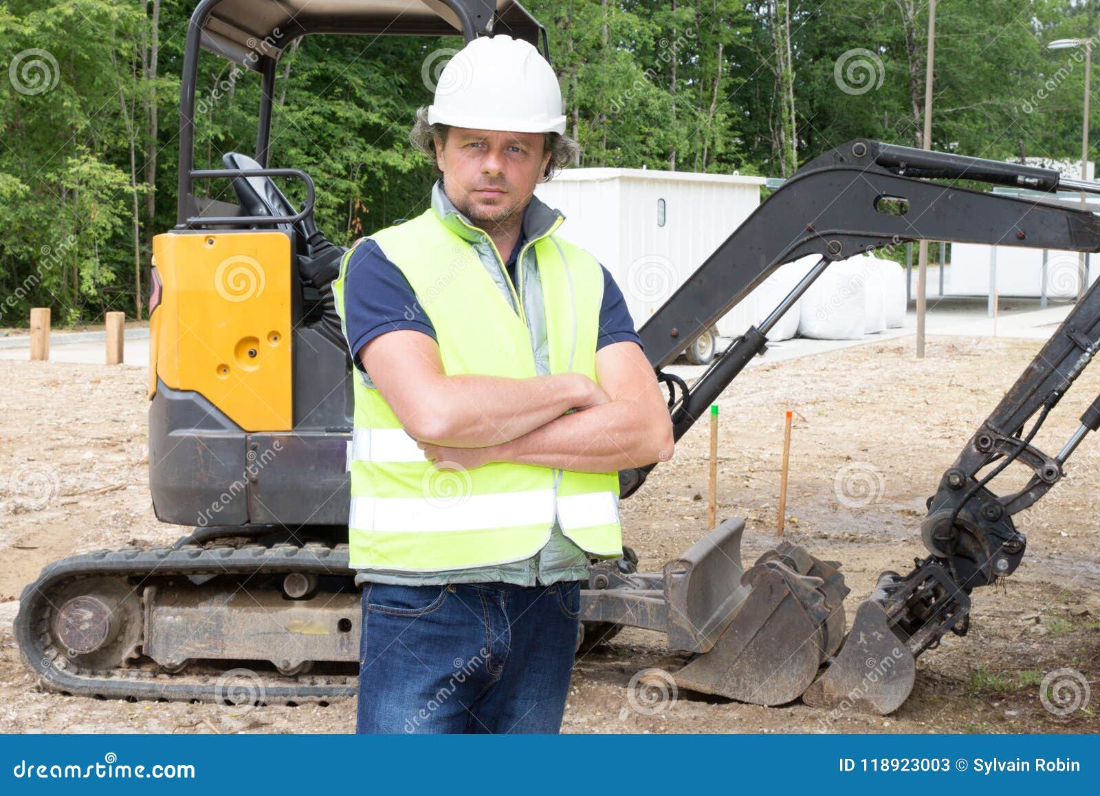 Construction Man Worker on Actual Construction Site Stock Image - Image ...