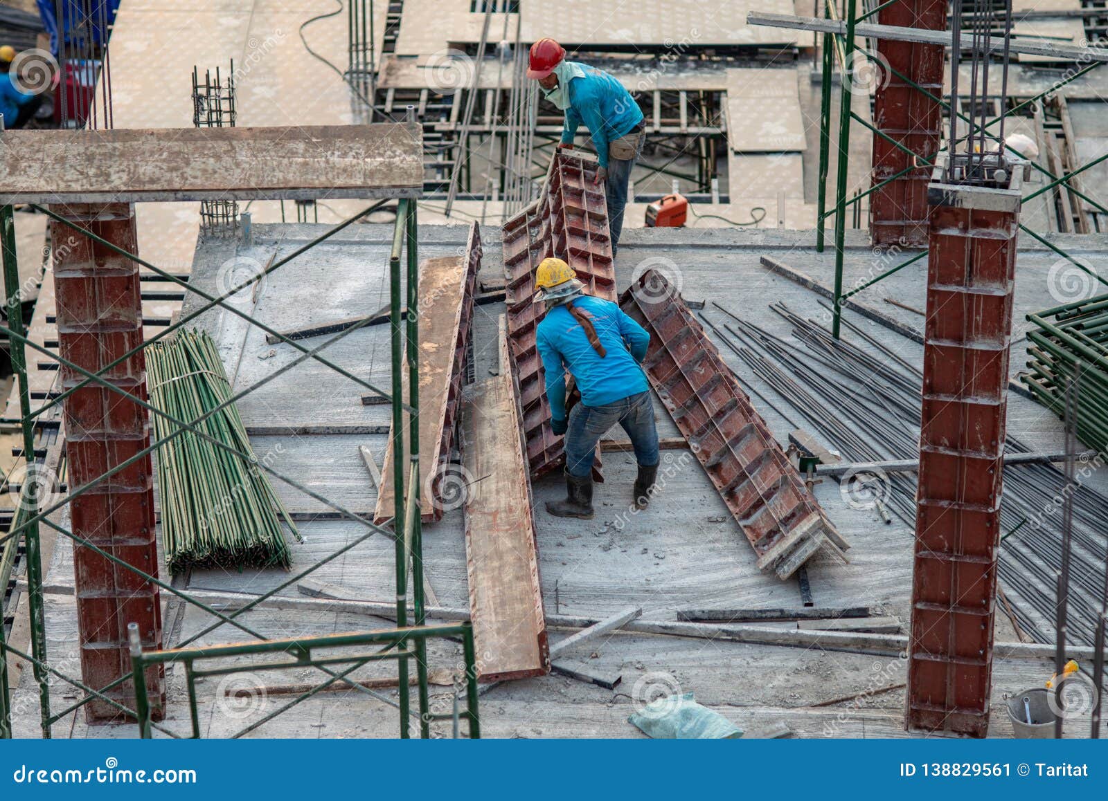 Authentic Construction Worker Busy on the Positioning of Formwork ...